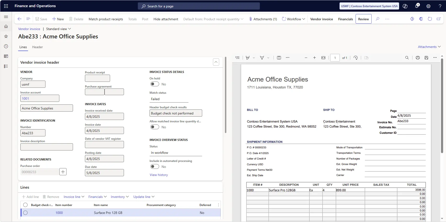 D365 AP Automation: Manage Invoices within Dynamics 365 Finance