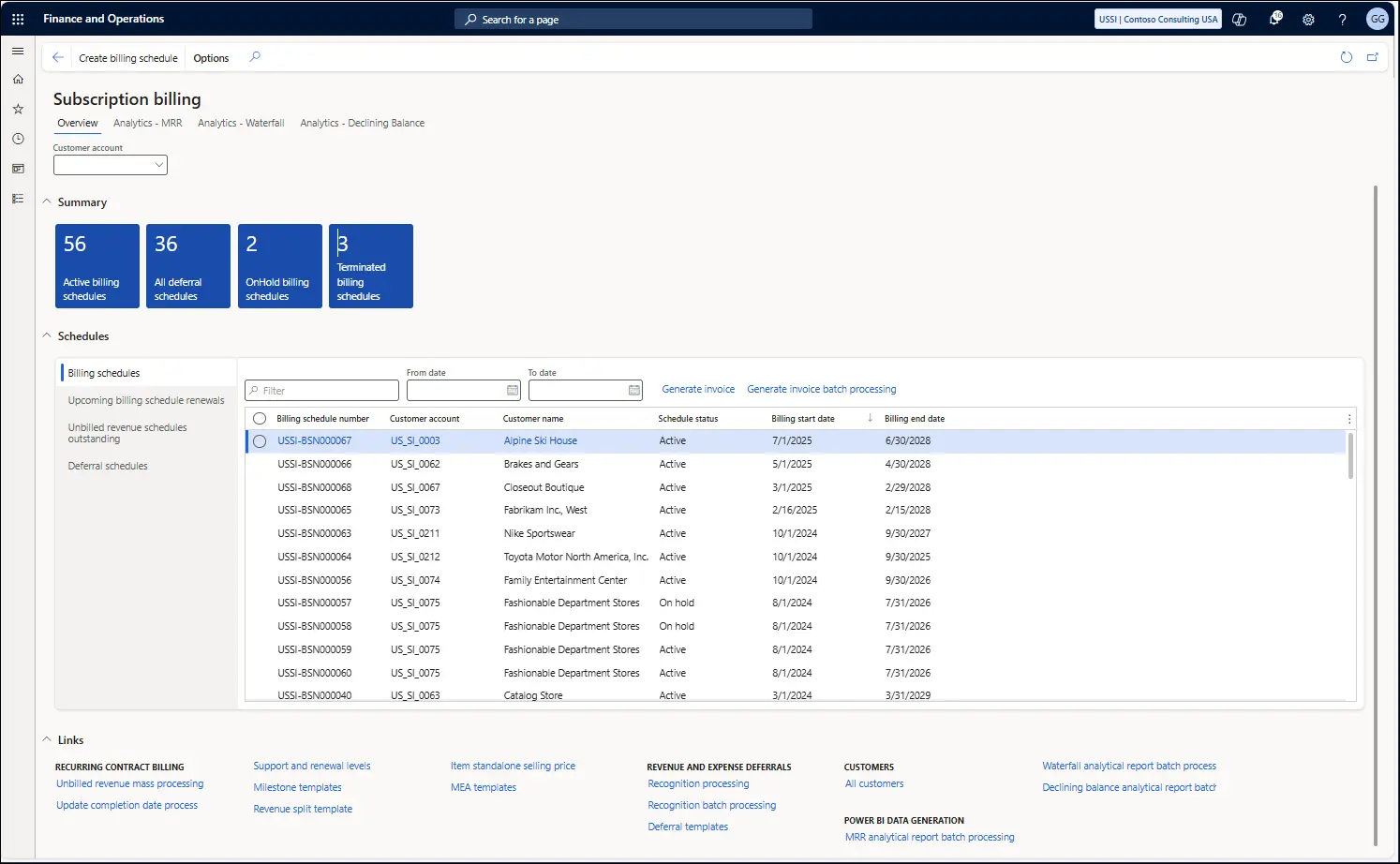 Subscription Billing in Microsoft Dynamics 365 Finance